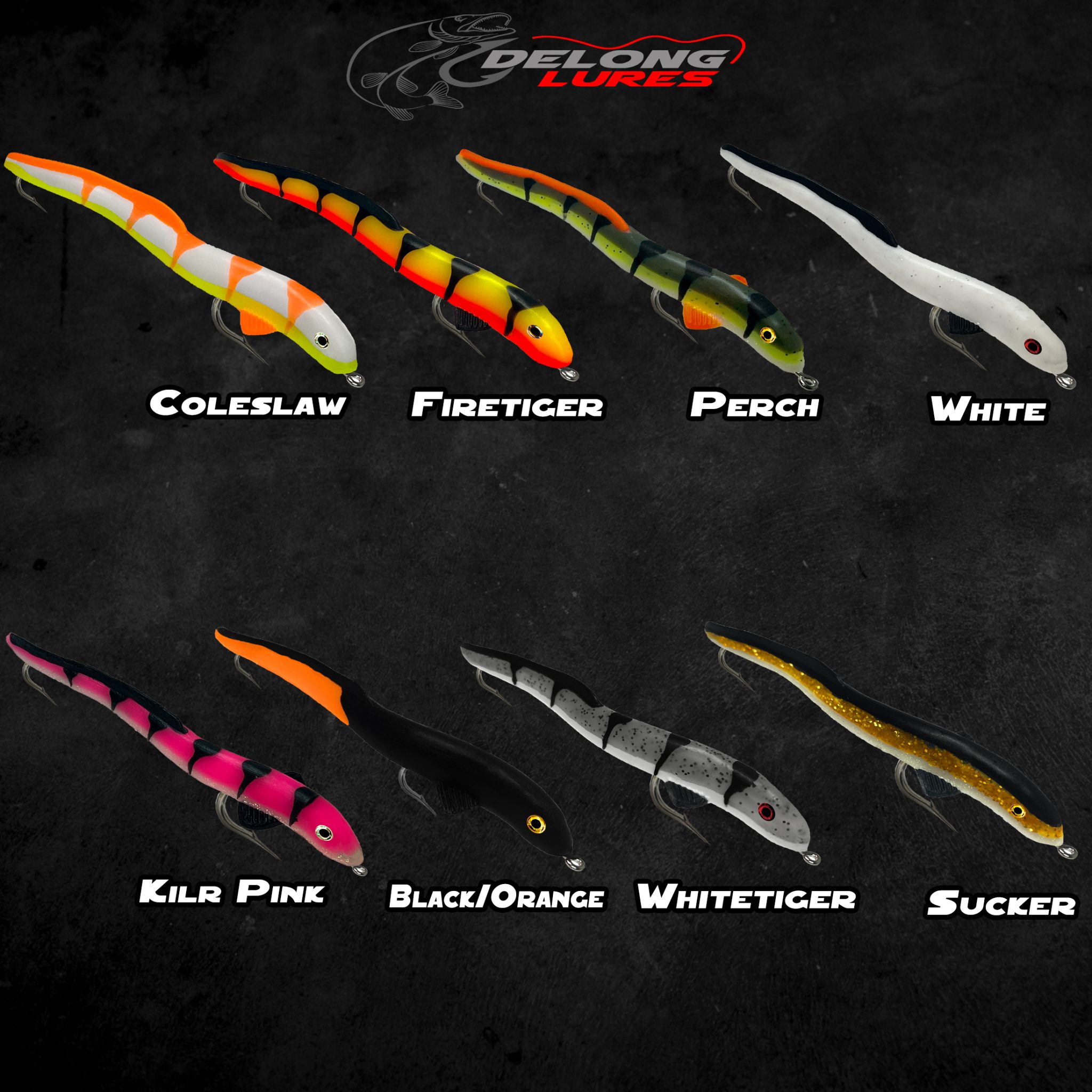 8" KILR Eels - Delong Lures